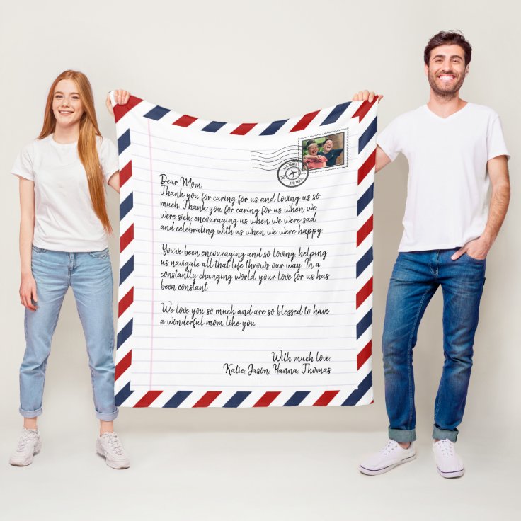 Personalized Love Letter Handwritten Photo Mail Fleece Blanket | Zazzle