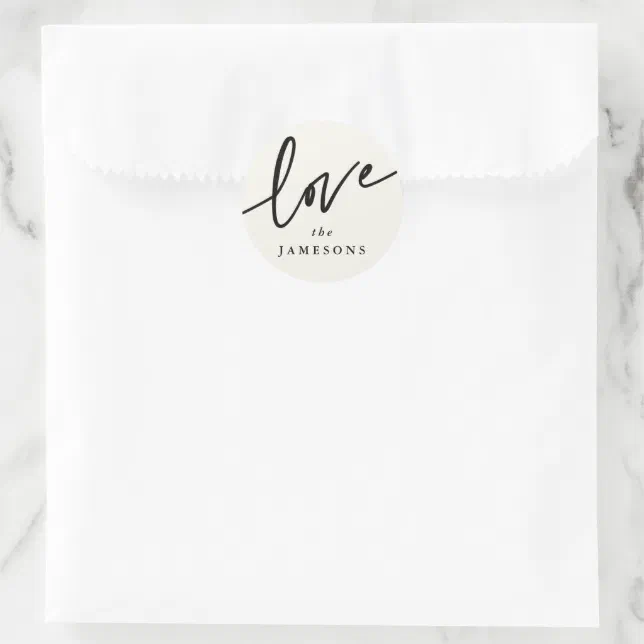 Personalized 'Love' Script Font Classic Round Sticker | Zazzle