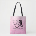 Personalized LPN Nurse Pink Glitter Tote Bag | Zazzle