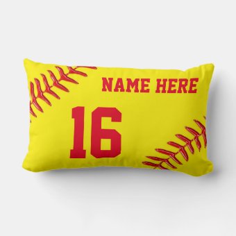 Personalized Lumbar Softball Pillows for Girls | Zazzle