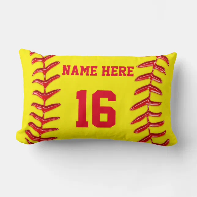 Personalized Lumbar Softball Pillows for Girls | Zazzle