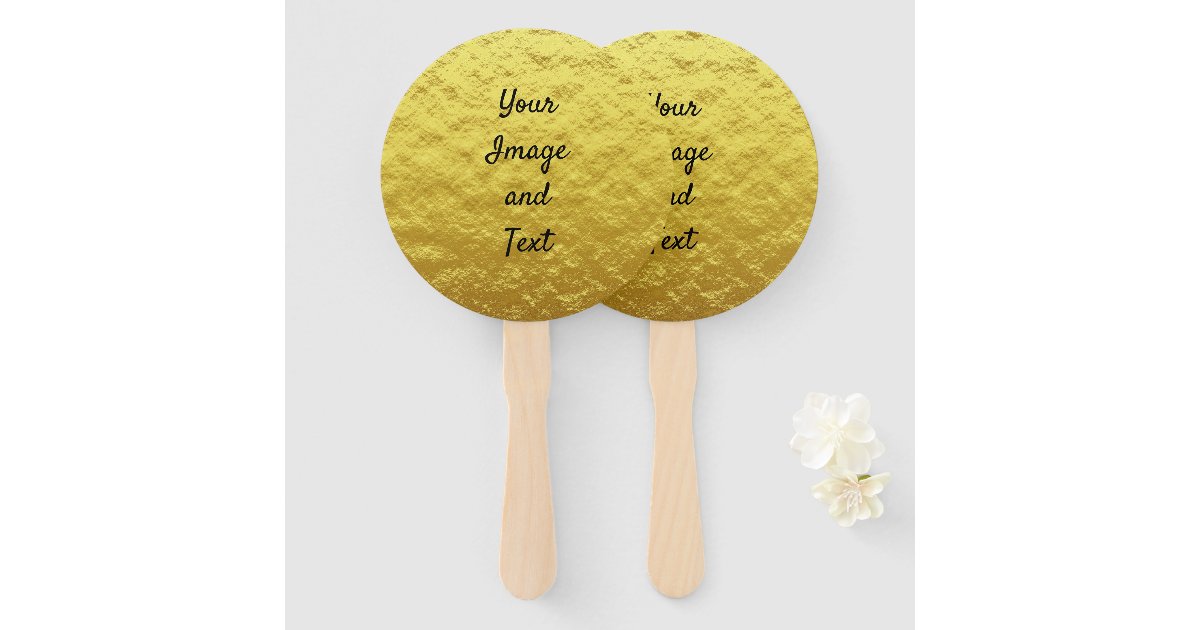 Personalized luxury golden foil hand fan | Zazzle