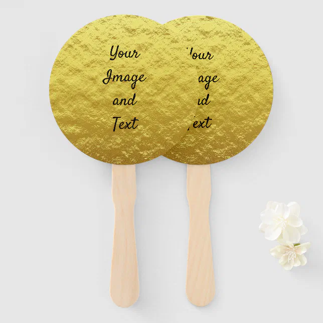 Personalized luxury golden foil hand fan | Zazzle