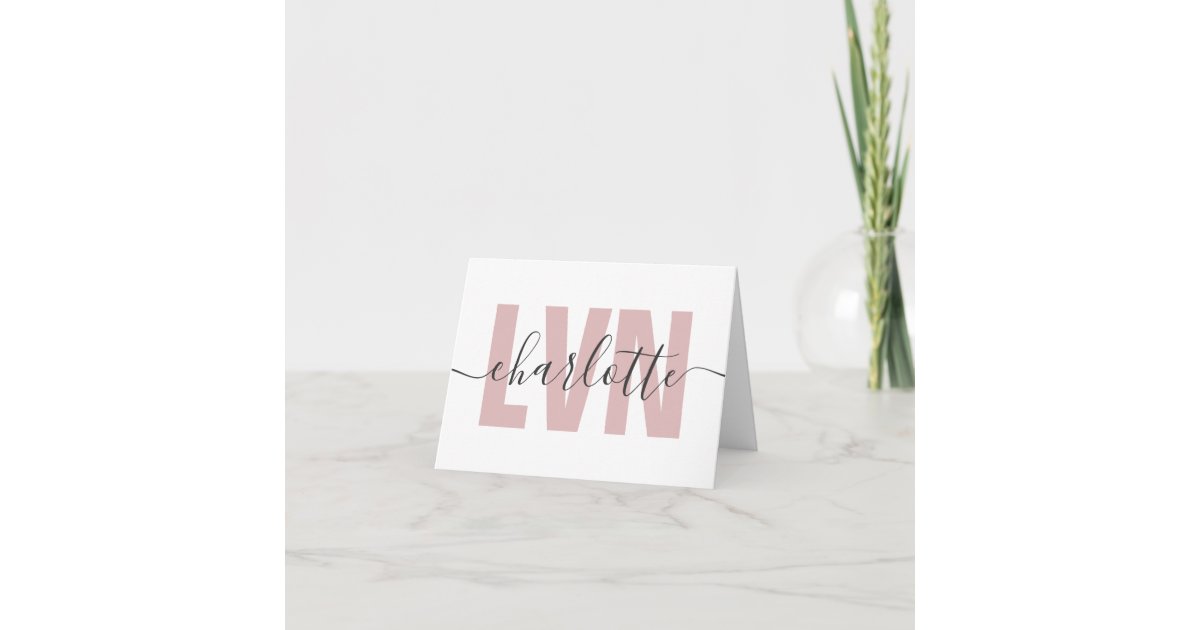 Personalized LVN Licensed Vocational Nurse Chic Thank You Card | Zazzle