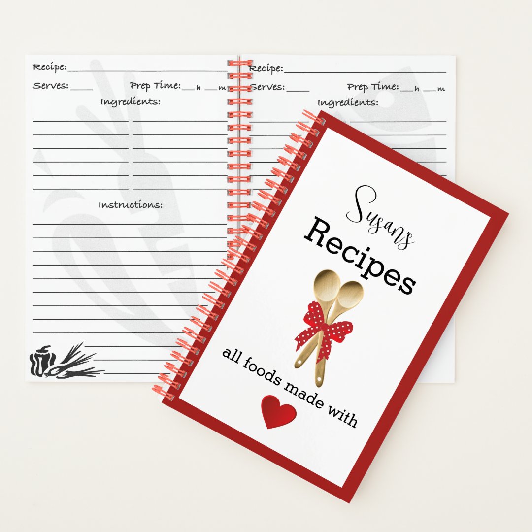 Personalized Made with Love Recipe Notebook | Zazzle