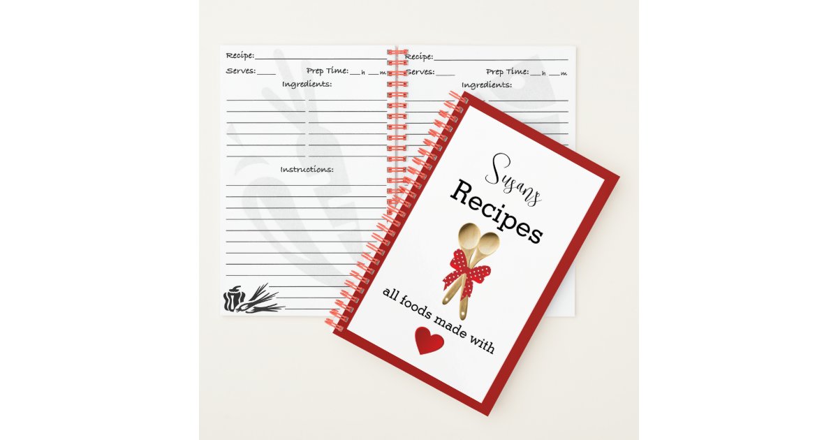 Personalized Made with Love Recipe Notebook | Zazzle