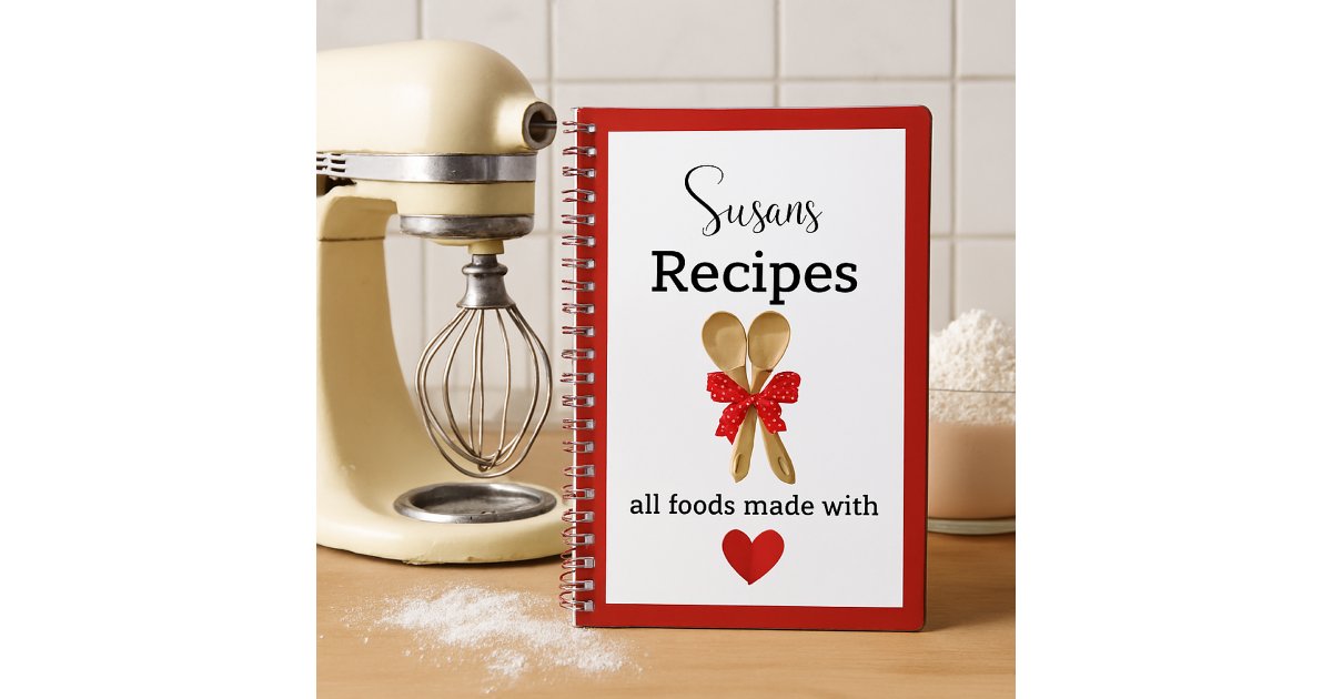 Personalized Made with Love Recipe Notebook | Zazzle