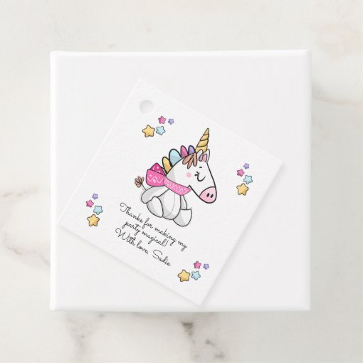 Personalized Magical Stuffed Unicorn Birthday Favor Tags | Zazzle