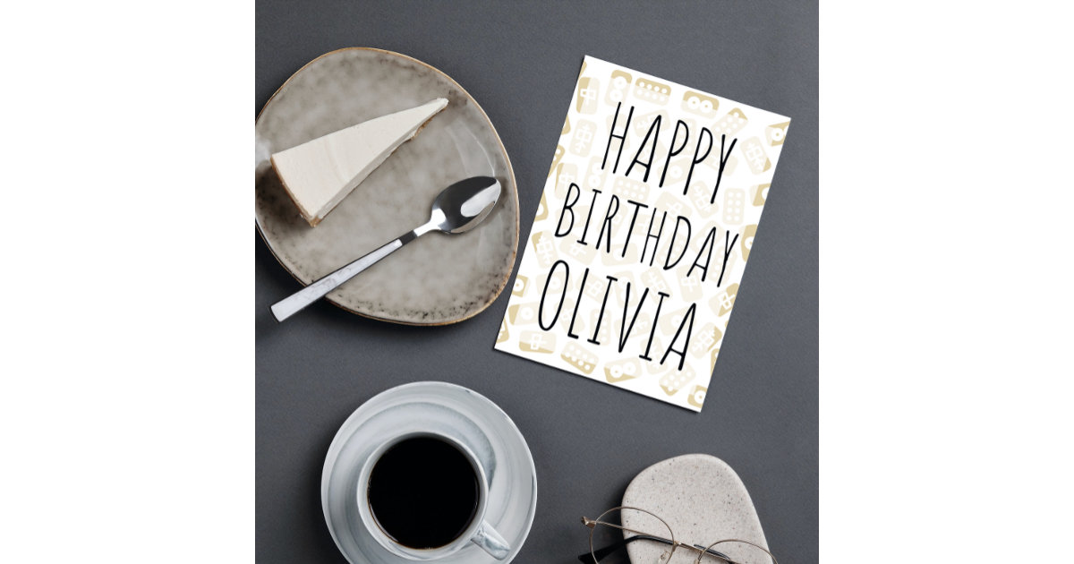 Personalized Mahjong tiles happy birthday card | Zazzle