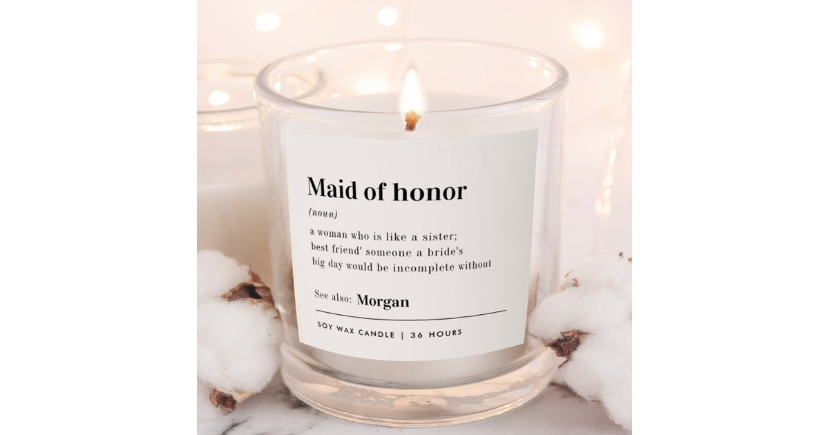 Personalized Maid Of Honor Dictionary Candle | Zazzle
