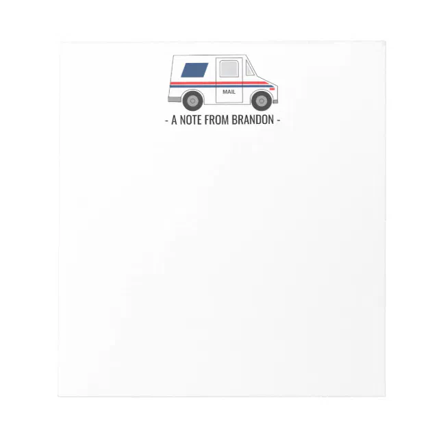 Personalized Mailman Mail Carrier Truck Notepad | Zazzle