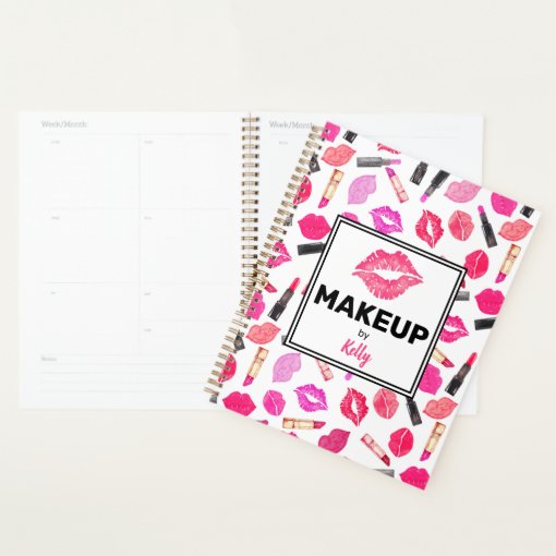 Personalized Makeup Artist Watercolor Makeup Planner | Zazzle