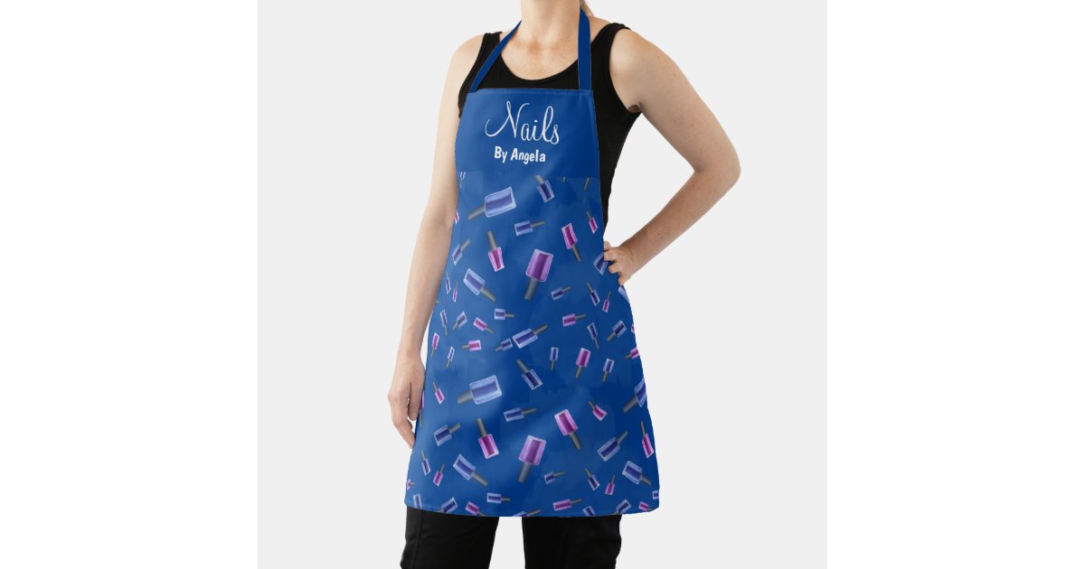 Personalized Manicurist Nail Tech Navy Apron | Zazzle