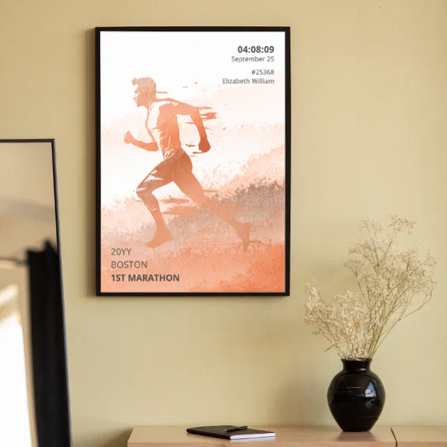 Personalized Marathon Race Runner Gift Poster | Zazzle