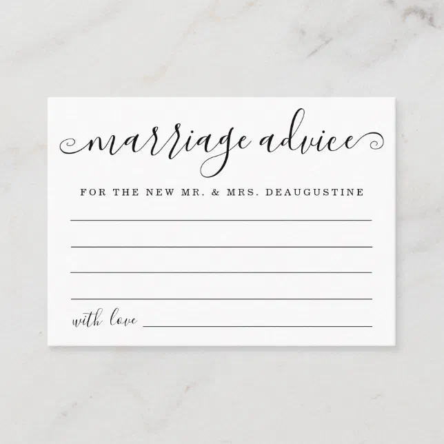 Personalized Marriage Advice Cards - Simple | Zazzle