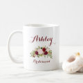 Personalized Marsala Pink Floral Bridesmaid Coffee Mug | Zazzle