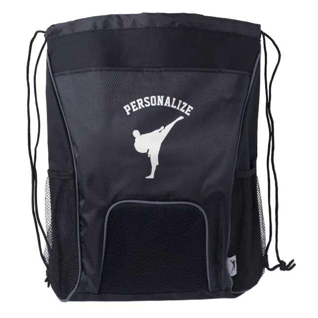 Personalized martial arts drawstring backpack | Zazzle
