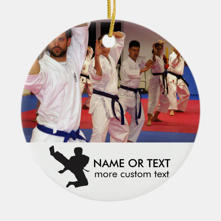 Personalized Martial Arts Karate Photo Christmas Ceramic Ornament | Zazzle