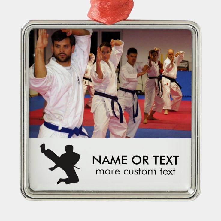 Personalized Martial Arts Karate Photo Christmas Metal Ornament | Zazzle