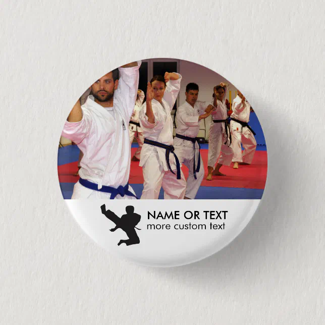 Personalized Martial Arts Karate Photo & Name Pinback Button | Zazzle