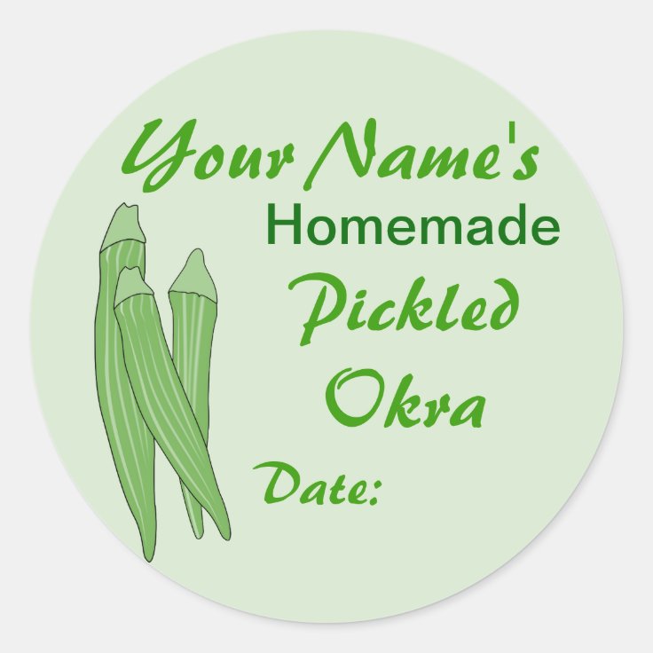Personalized Mason Jar Lid Labels Pickled Okra | Zazzle