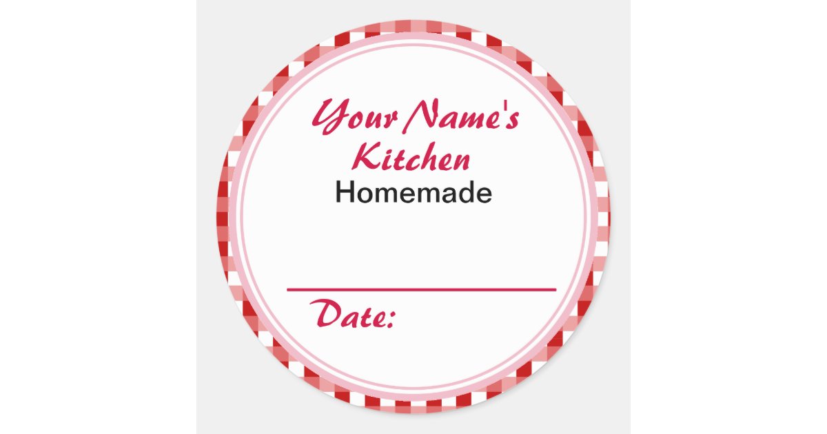 Personalized Mason Jar Lid Labels Red Checks | Zazzle