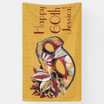 Personalized Masquerade Mask Birthday Banner | Zazzle