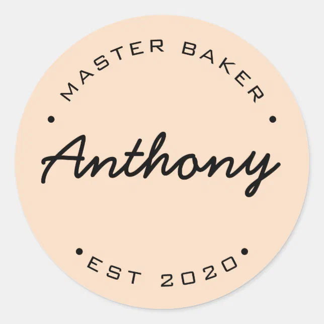 Personalized Master Baker Established year Classic Round Sticker | Zazzle