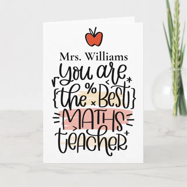 Personalized Maths Teacher Thank You Card | Zazzle