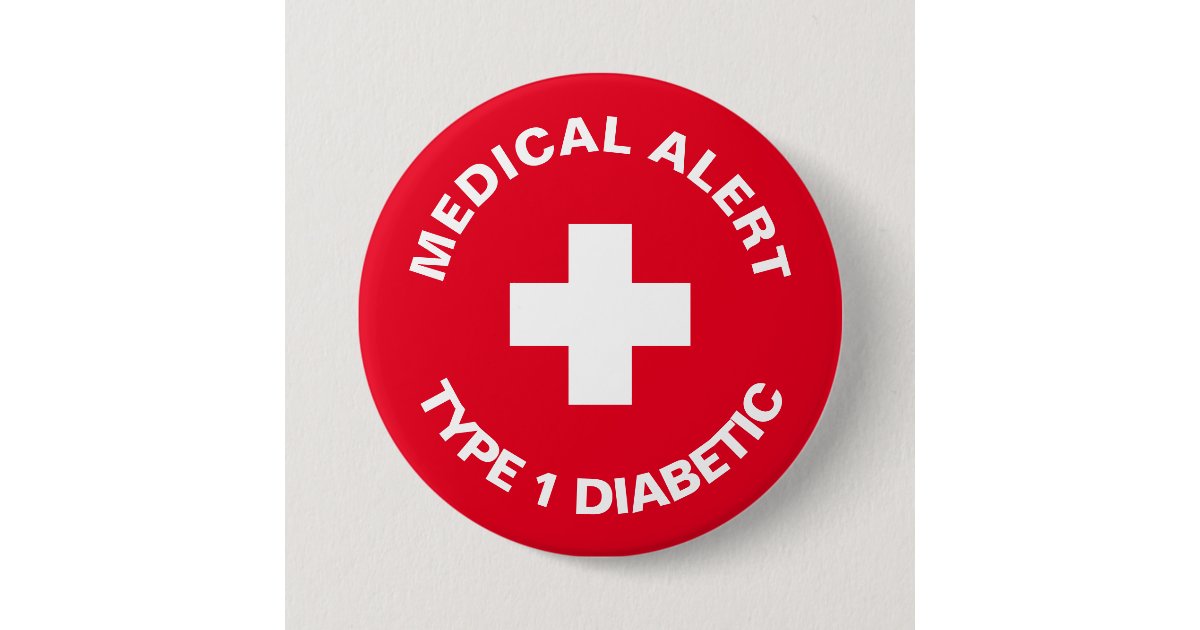 Personalized Medical Alert Diabetic Red Button | Zazzle