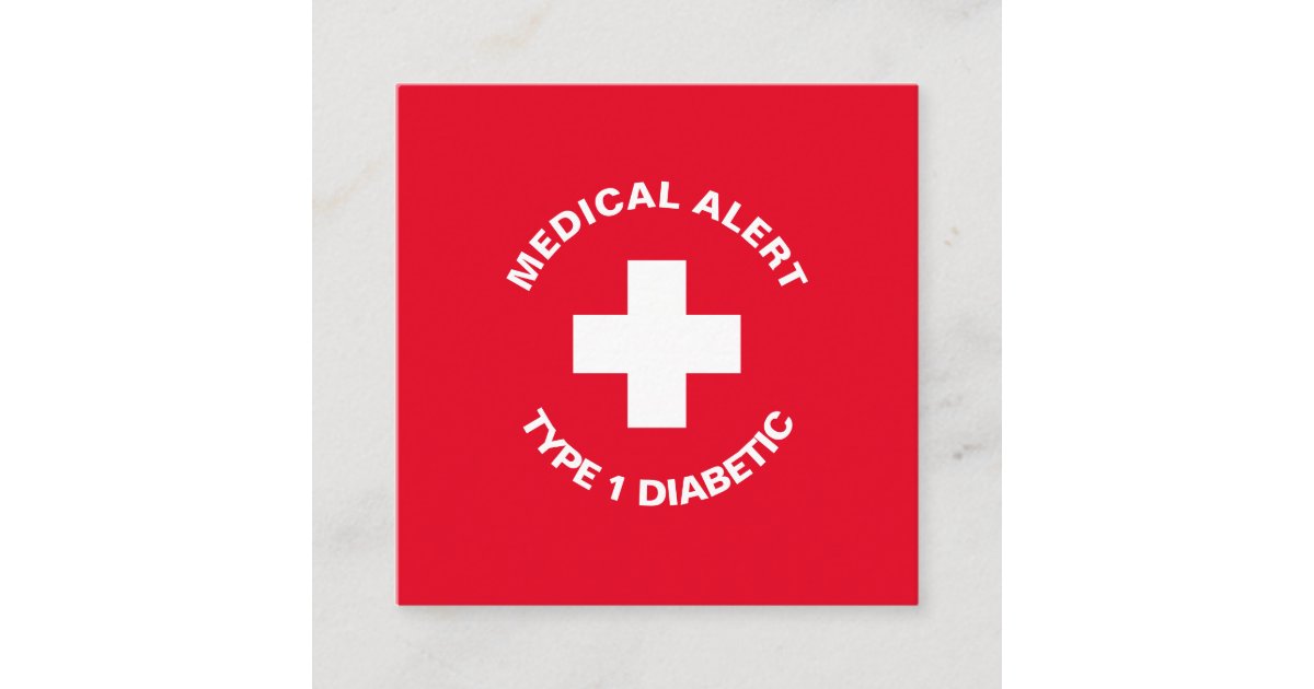Personalized Medical Alert Diabetic Red Enclosure Card | Zazzle