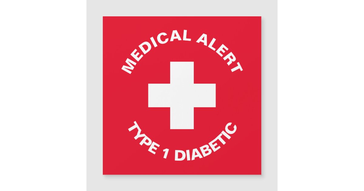Personalized Medical Alert Diabetic Red Magnetic Invitation | Zazzle