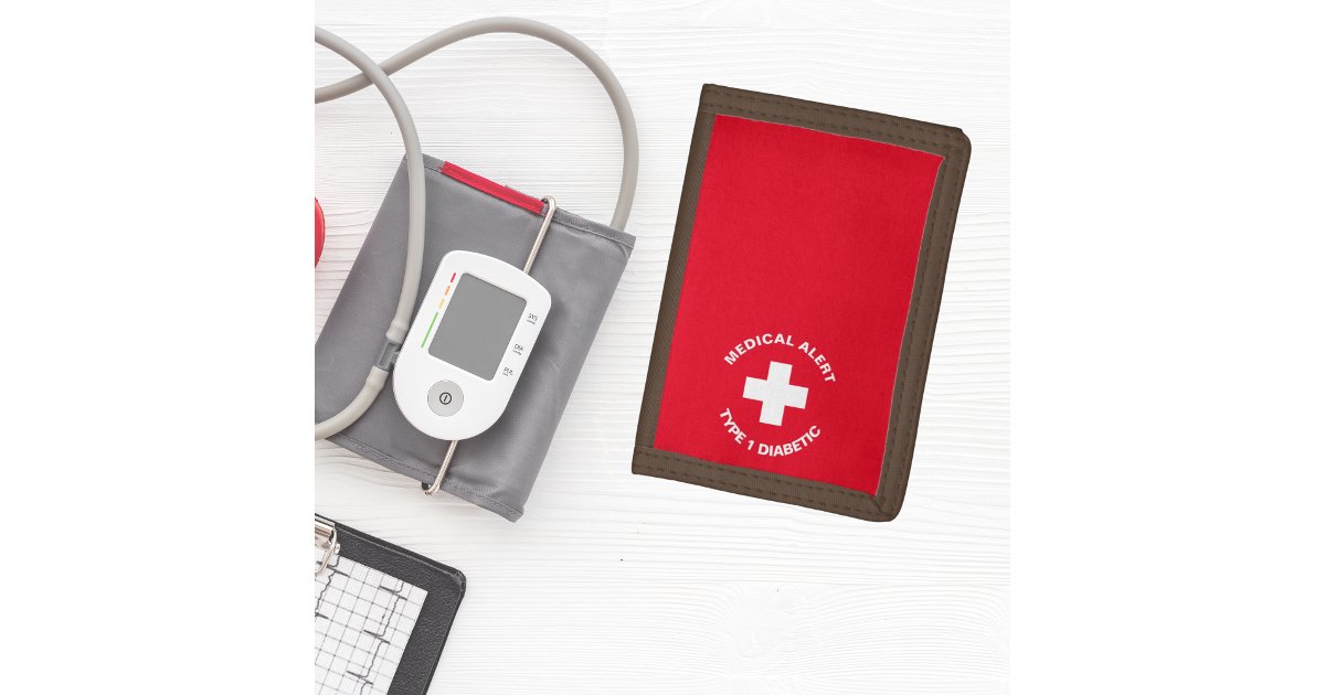 Personalized Medical Alert Diabetic Red Trifold Wallet | Zazzle