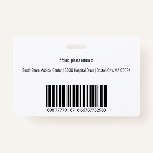 Personalized Medical Employee Logo Photo ID Badge | Zazzle
