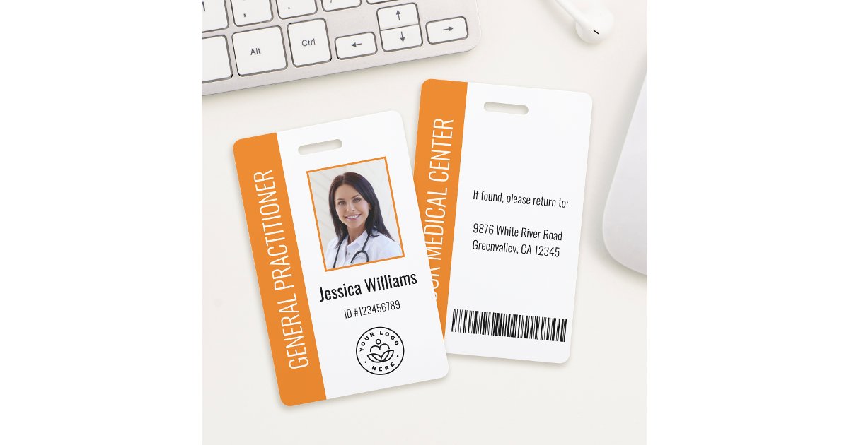 Personalized Medical Employee Logo & Photo ID Badge | Zazzle