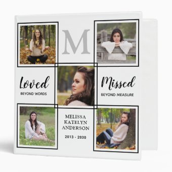Personalized Memorial In Loving Memory Photo Album 3 Ring Binder | Zazzle