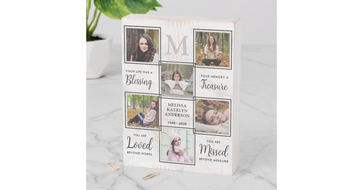 Personalized Memorial Keepsake Unique Photo Wooden Box Sign | Zazzle