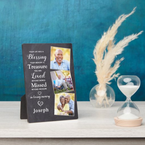 Personalized Memorial Poem Sympathy 3 Photo Plaque | Zazzle
