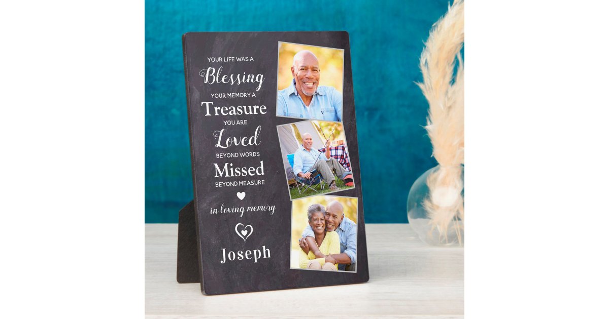 Personalized Memorial Poem Sympathy 3 Photo Plaque | Zazzle