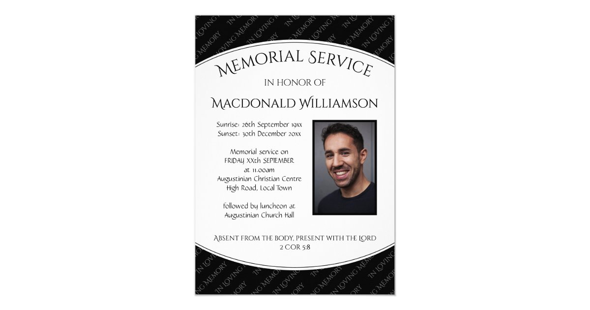 Personalized MEMORIAL SERVICE ANNOUNCEMENT | Zazzle.com
