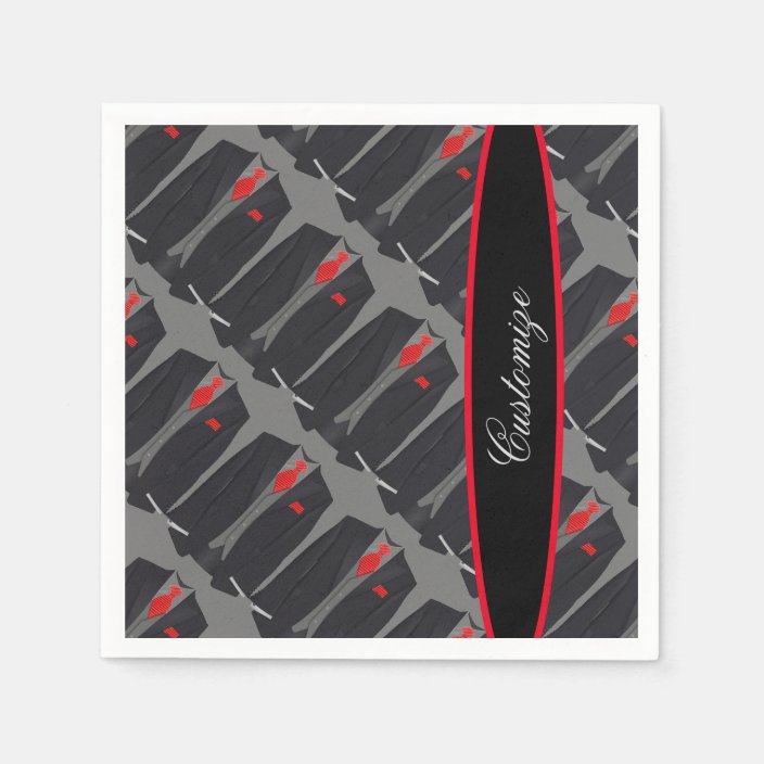 Personalized Men's Black Suit & Red Tie Napkins | Zazzle.com