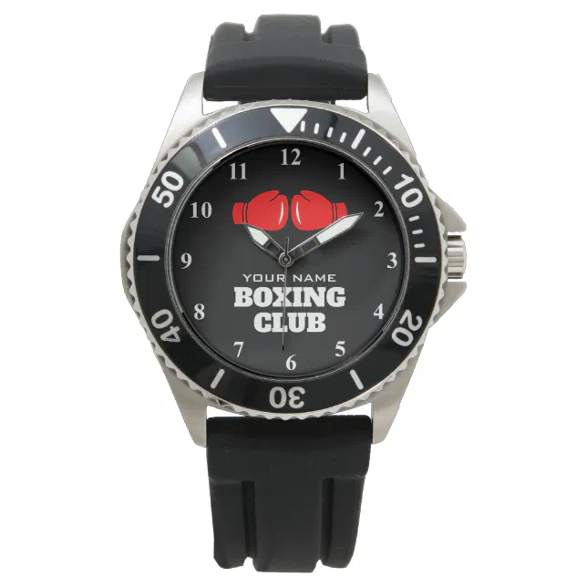 Personalized men's watch with boxing glove logo | Zazzle