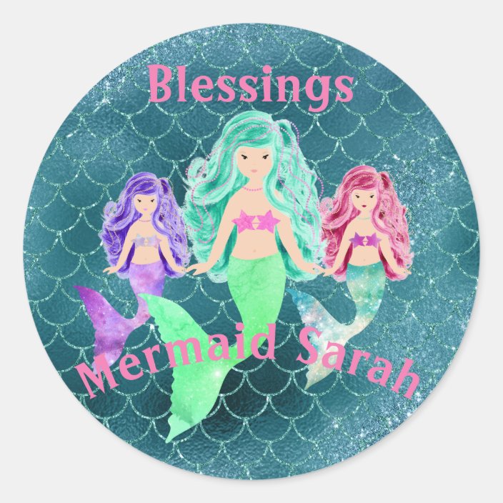 Personalized Mermaid Classic Round Sticker | Zazzle.com