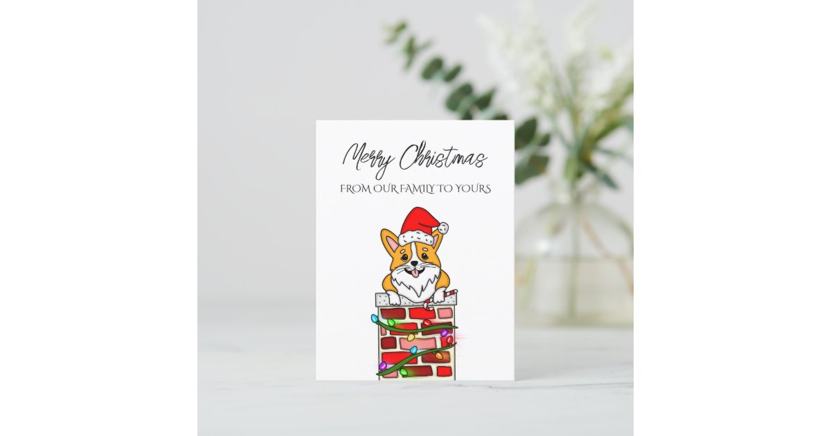 Personalized Merry Christmas Card with Santa Corgi | Zazzle