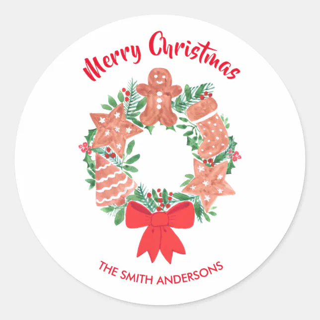 Personalized Merry Christmas Classic Round Sticker | Zazzle