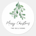 Personalized Merry Christmas Mistletoe Classic Round Sticker | Zazzle