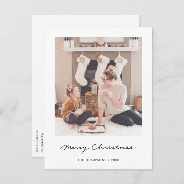 Personalized Merry Christmas Photo Postcard | Zazzle