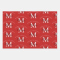 Personalized Merry Christmas Red Monogram Wrapping Paper Sheets | Zazzle