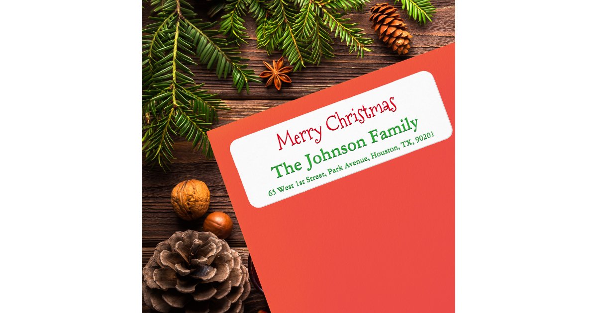 Personalized Merry Christmas Return Address Label | Zazzle