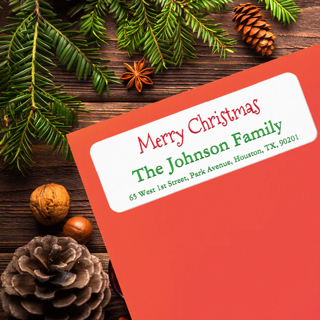 Personalized Merry Christmas Return Address Label | Zazzle